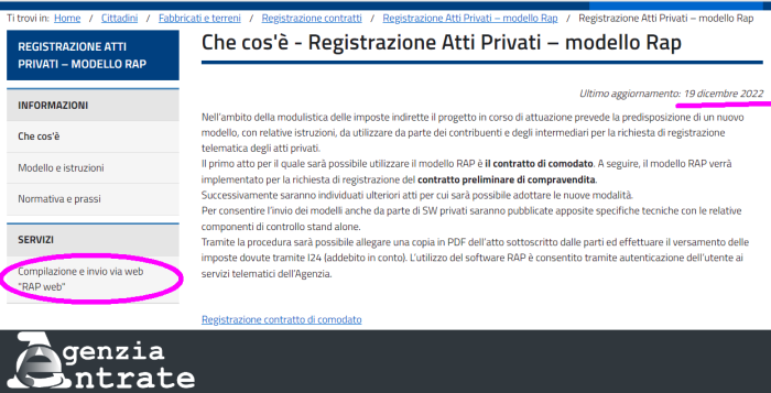 Contratto di comodato con registrazione telematica